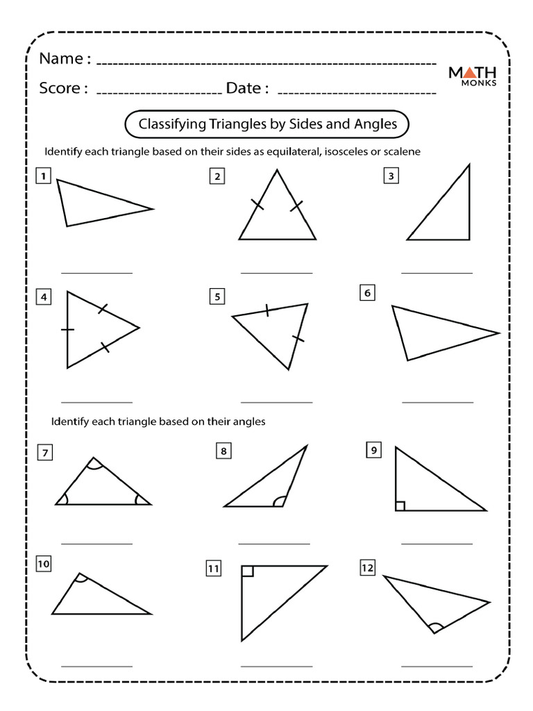 Classifying Triangles by Sides and Angles Worksheet | PDF
