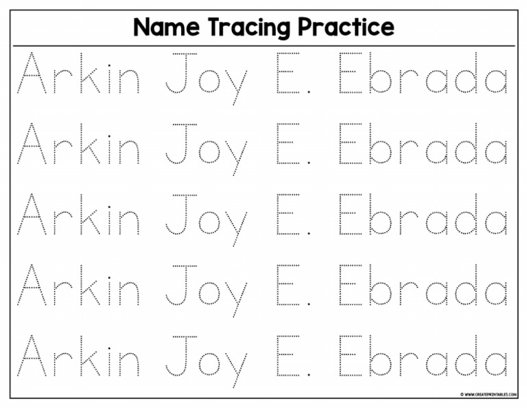 Name Tracing Practice 6078 167E 106D | PDF