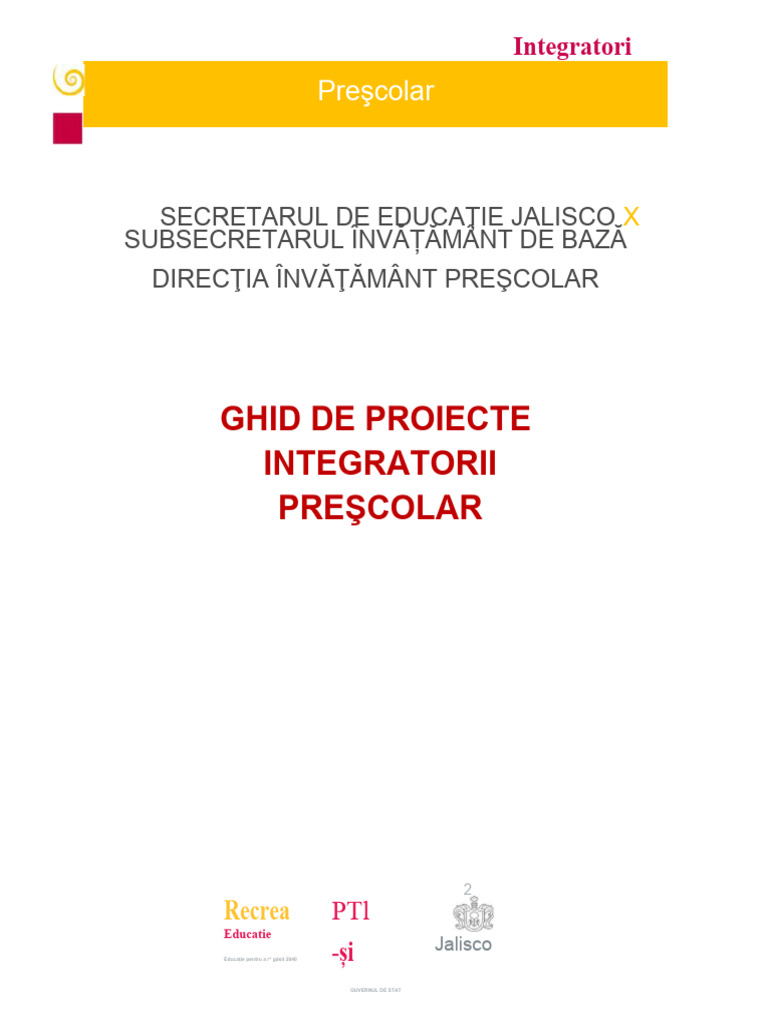 Ghid de Proiect Integrativ Preșcolar | PDF