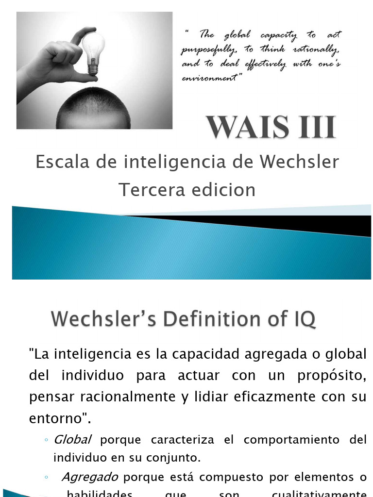 Escala de Inteligencia Wechsler Tercera Edición | PDF | Inteligencia | Escala de inteligencia ...