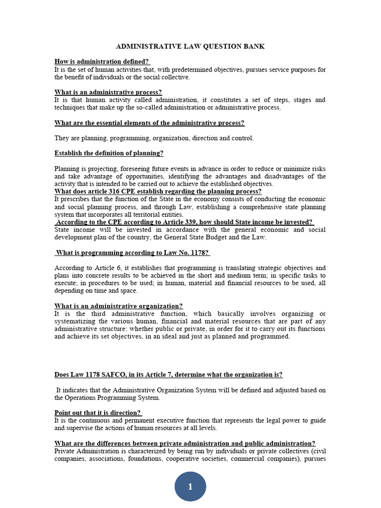 Administrative Law Question Bank | PDF | Administrative Law | Constitution
