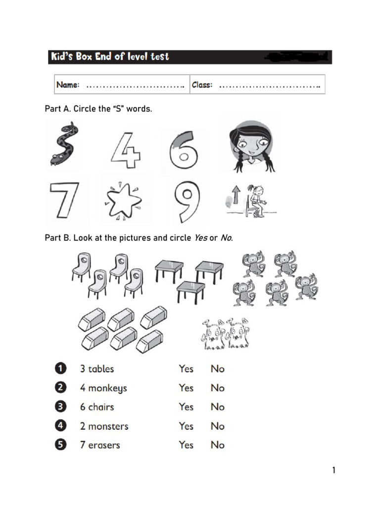 Kid's Box 1 Final Test v2 | PDF