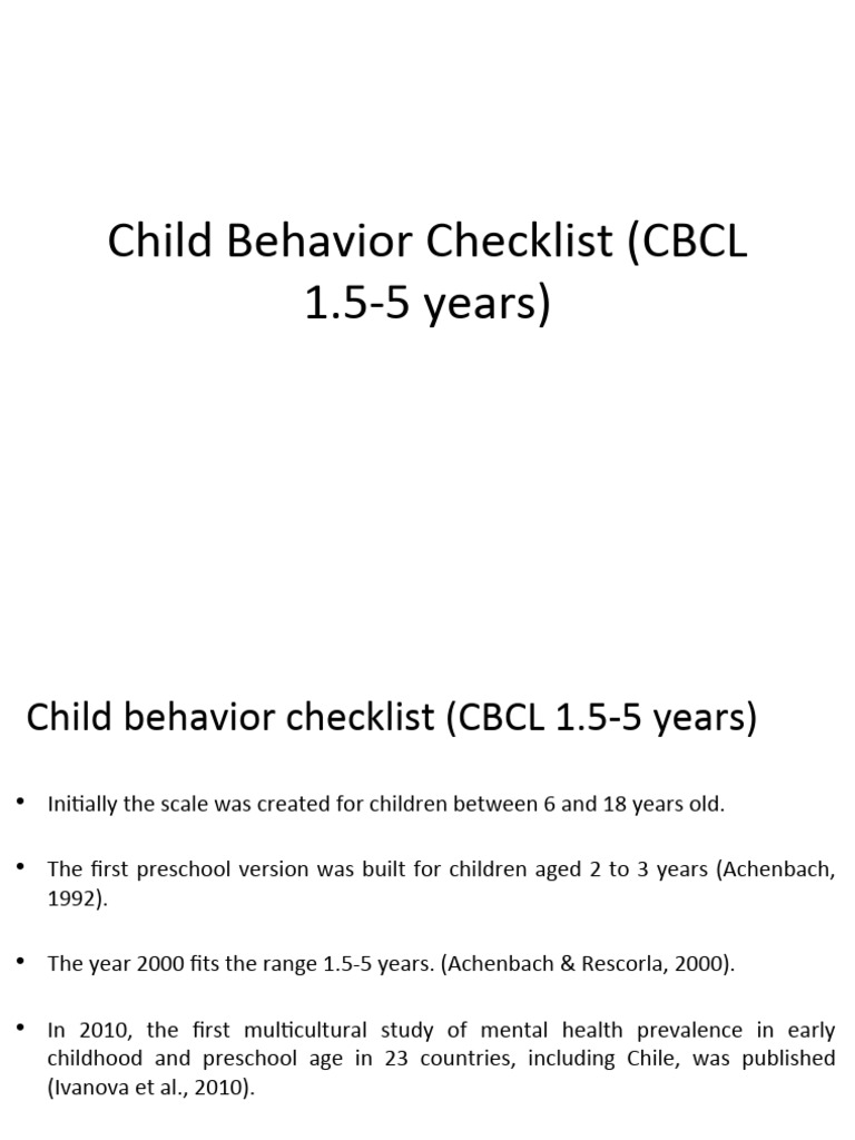 Child Behavior Checklist (CBCL 1.5-5 Years) | PDF | Human Development | Mental Health