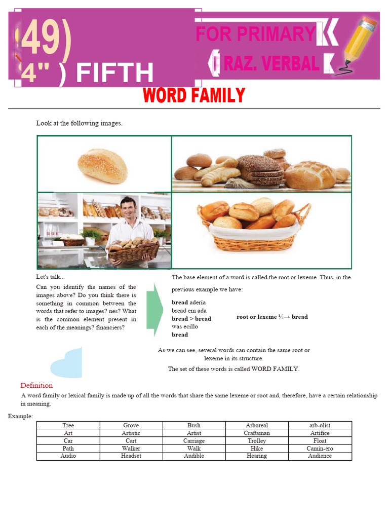 Definition of Word Family For Fifth Grade of Primary | PDF | Word