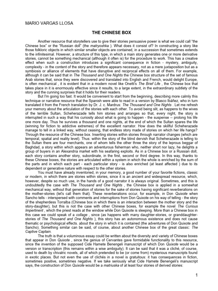 6 The Chinese Box | PDF | Don Quixote | Narration
