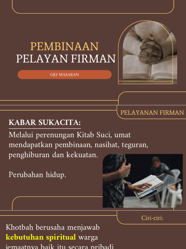 Pembinaan Pelayan Firman GKI Masaran | PDF
