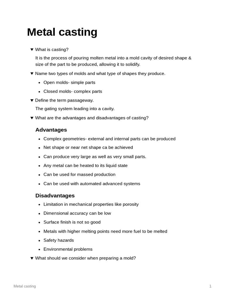 Metal Casting | PDF | Casting | Industrial Processes