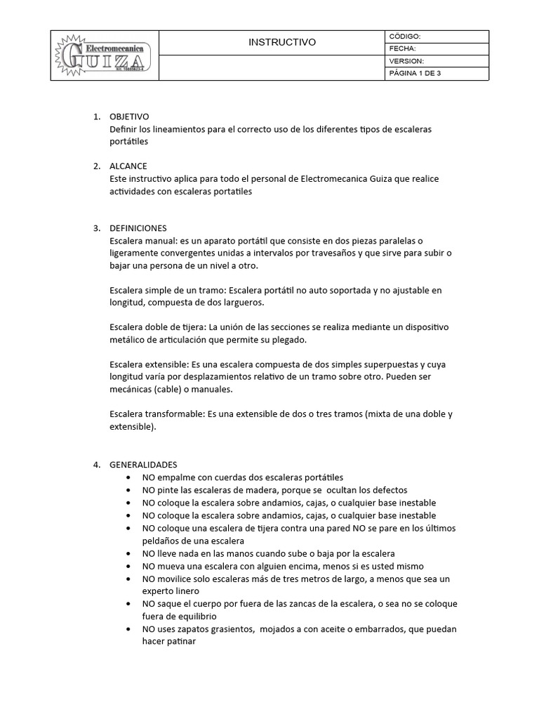 Instructivo Manejo Seguro Escaleras | PDF | Escalera