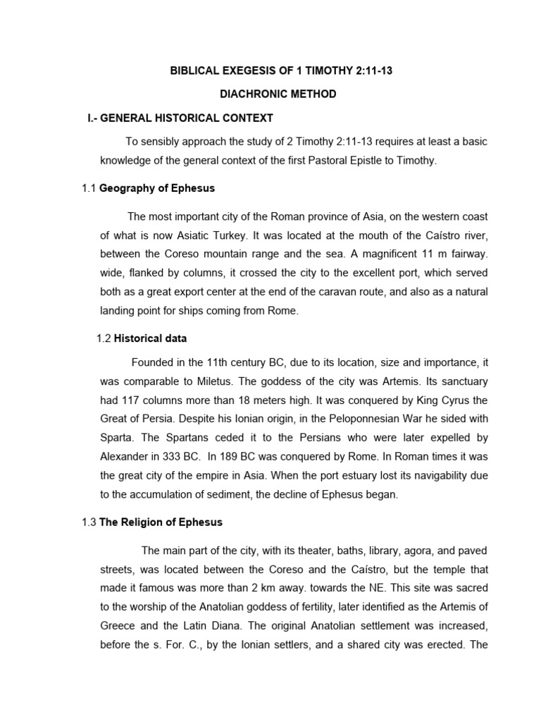 Hermeneutics... BIBLICAL EXEGESIS OF 1 TIMOTHY 2 | PDF | Saint Timothy | Paul The Apostle