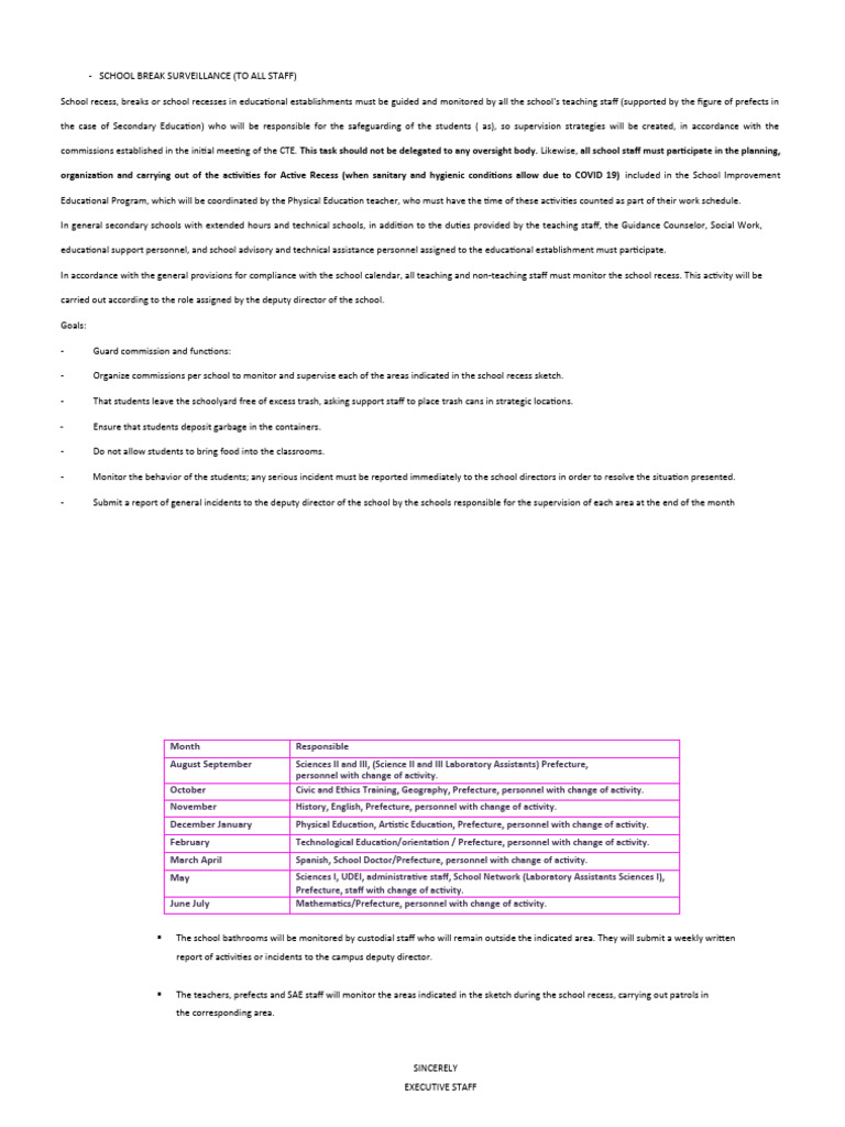 School Recess Supervision Guidelines | PDF