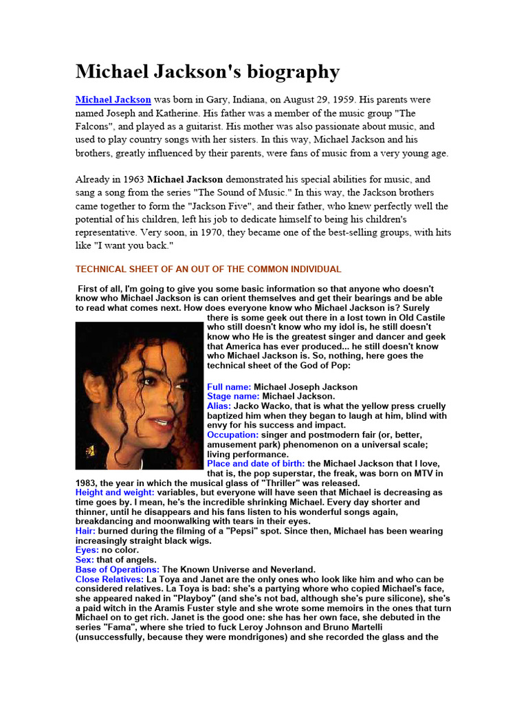 Michael Jackson's Biography | PDF | Michael Jackson