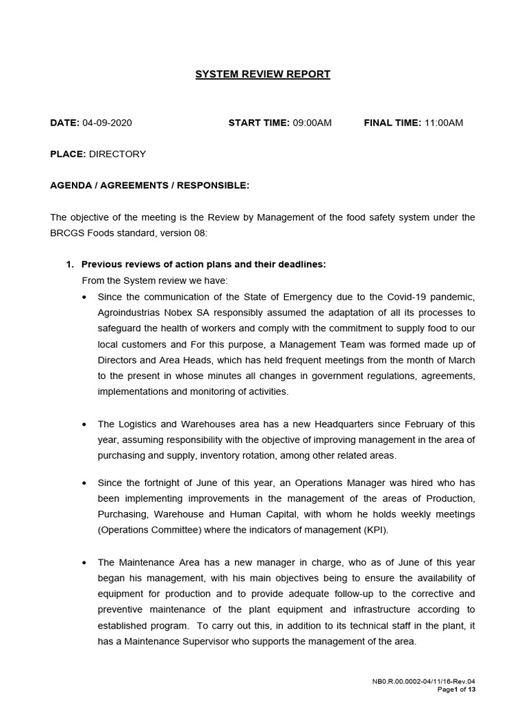 Management Review Minutes | PDF | Audit | Inventory