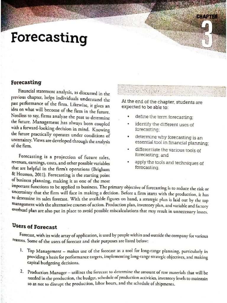 FMST 41 Topic 1 Chapter 3 Forecasting | PDF