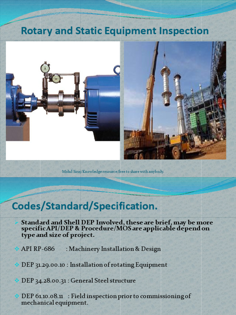 Rotary and Static Equipment Inspection | PDF | Mechanical Engineering ...