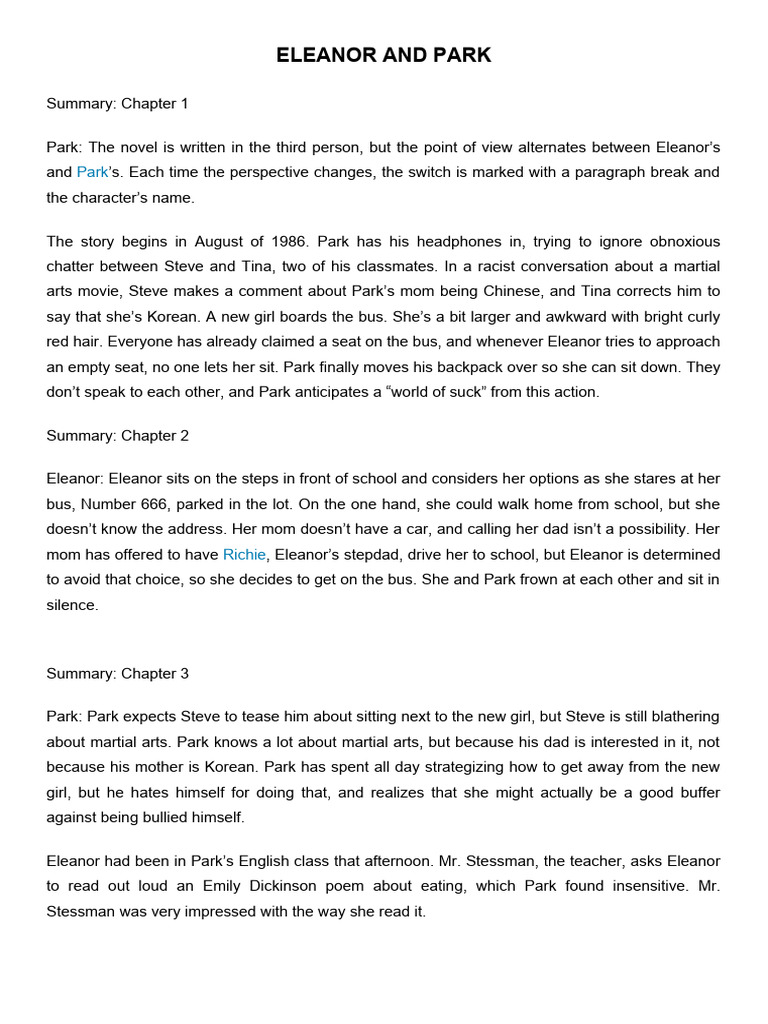 Eleanor & Park: Chapter Summaries | PDF | Love | Narration