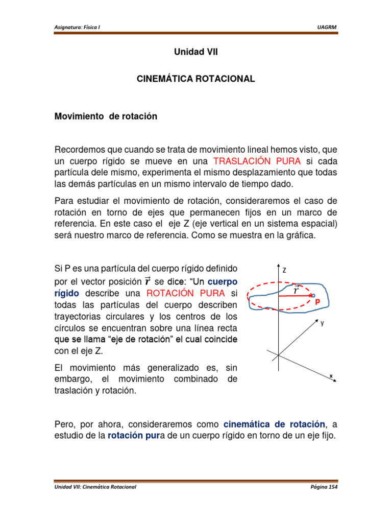 Unidad Vii Cinemática Rotacional | PDF | Rotación | Cinemática