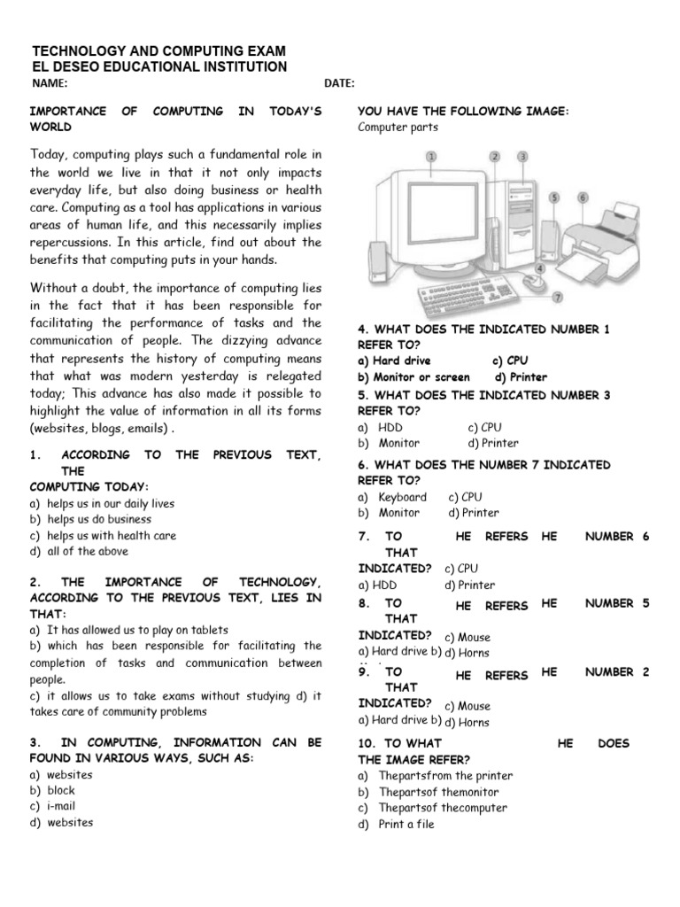 Importance of Computing Exam Guide | PDF | Computer Data Storage ...
