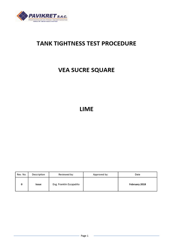 Leakage Test Procedure Pdf Leak
