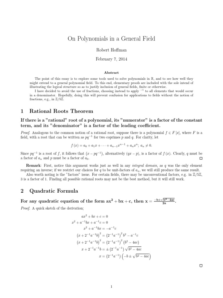 Poly Tools Thms | PDF | Quadratic Equation | Factorization