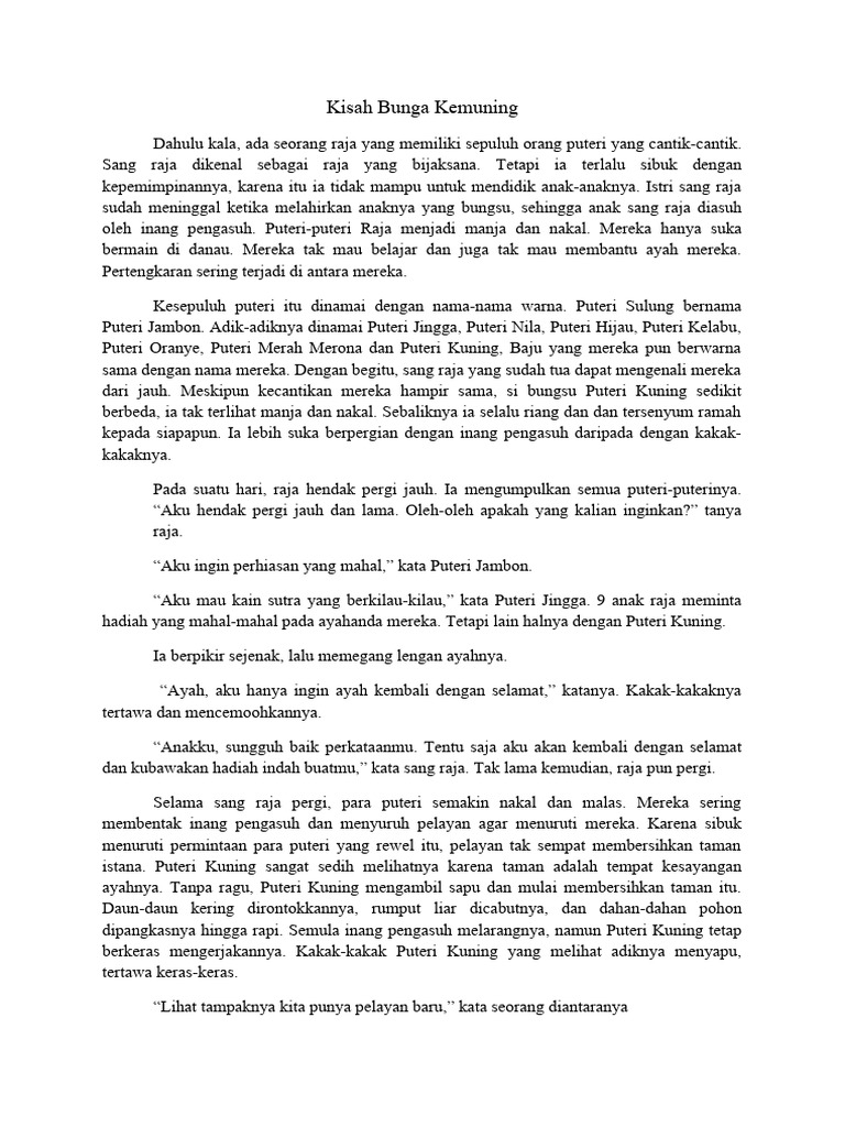 Kisah Puteri Kuning dan Bunga Kemuning | PDF