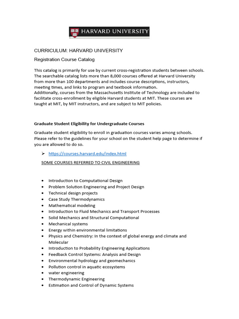 Harvard - CURRICULUM | PDF | Engineering | Solid