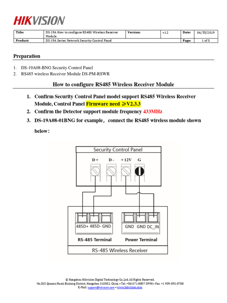 【1003】DS-19A How to configure RS485 Wireless Receiver Module | PDF | Wireless | Electronics
