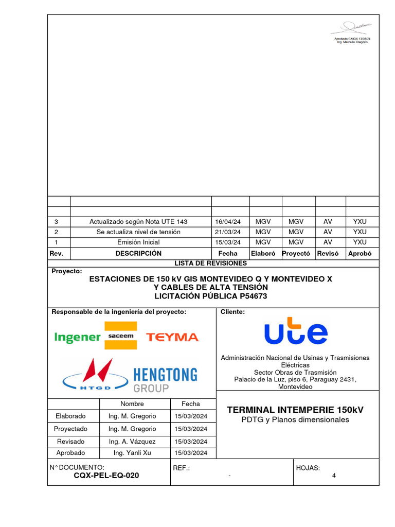 CQX-PEL-EQ-020-Rev3 Terminal Intemperie 150kV - PDTG y Planos Dimensionales | PDF | Metrología ...