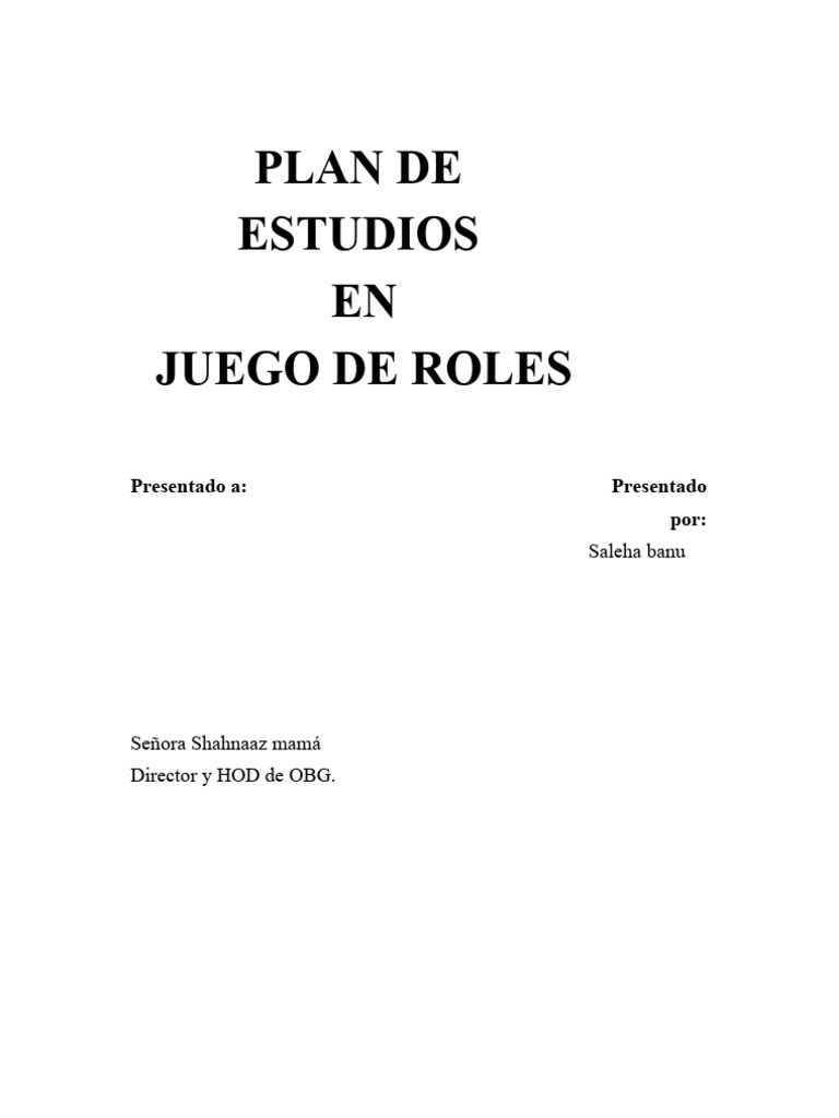 Plan De LecciÓn Sobre El Juego De Roles Pdf Enseñando Aprendizaje 