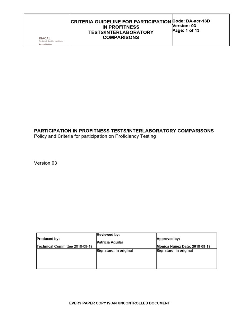 02 Da Acr 13d See 03 Proficiency Testing Guideline Final Revised Pdf Spectroscopy 