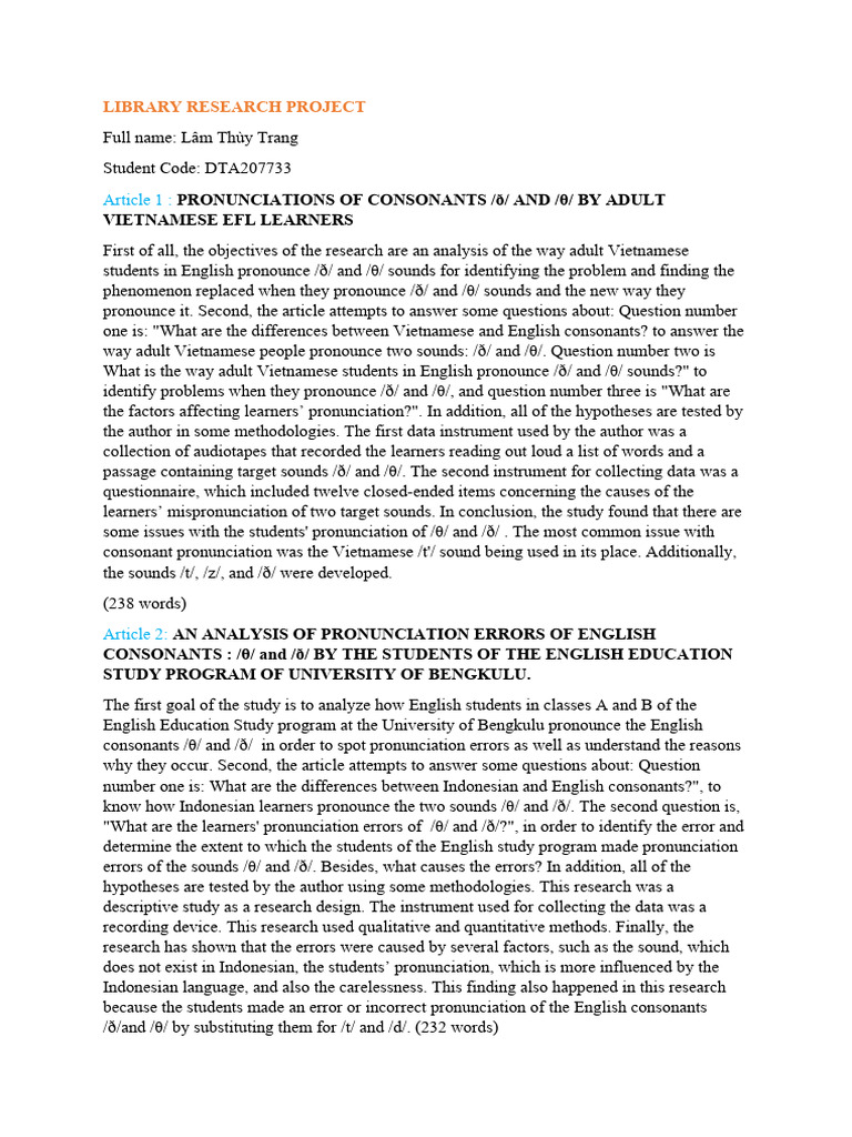 Library Research Project | PDF | English Language | Quantitative Research