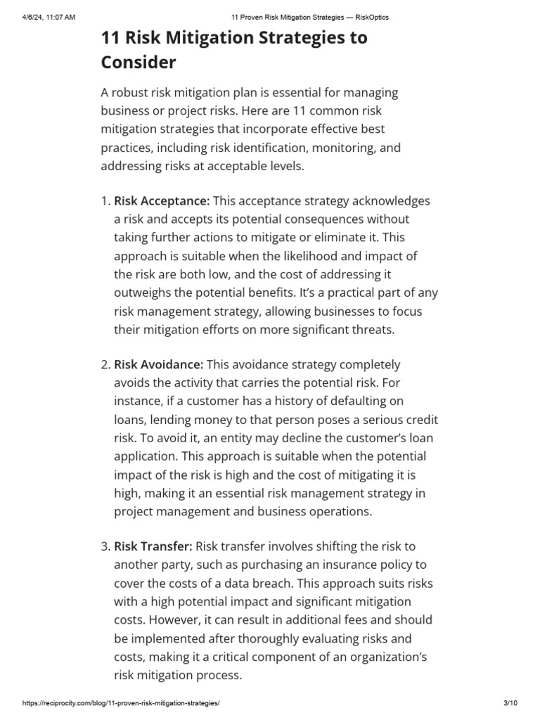 11 Proven Risk Mitigation Strategies RiskOptics | PDF | Risk | Risk ...