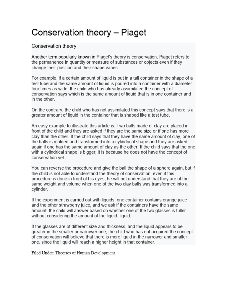 Conservation Theory | PDF | Thought | Cognitive Science