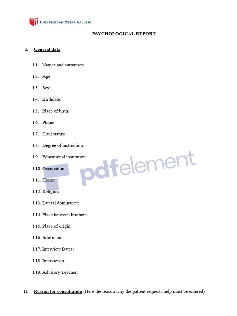 Comprehensive Psychological Report Guide | PDF | Hypothesis | Psychology