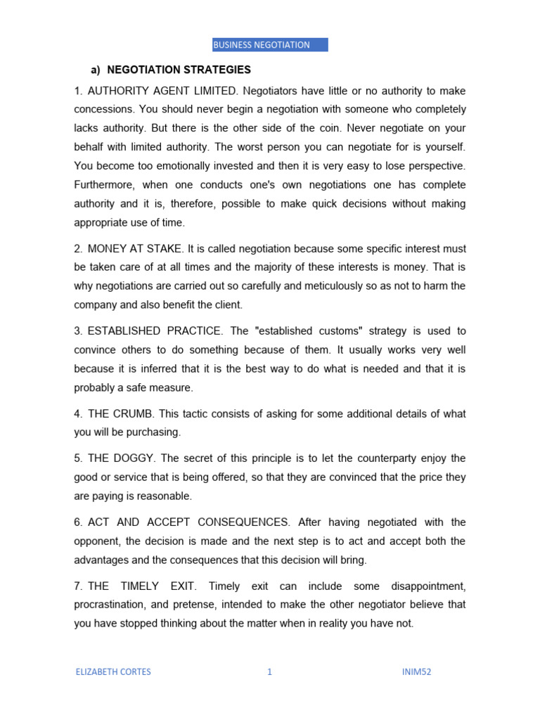 Negotiation Strategies | PDF | Negotiation | Behavioural Sciences