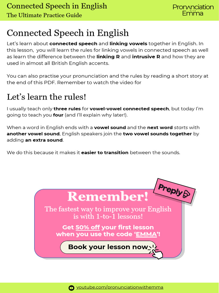 Connected Speech V+V Lesson Notes | PDF | English Language | Linguistics