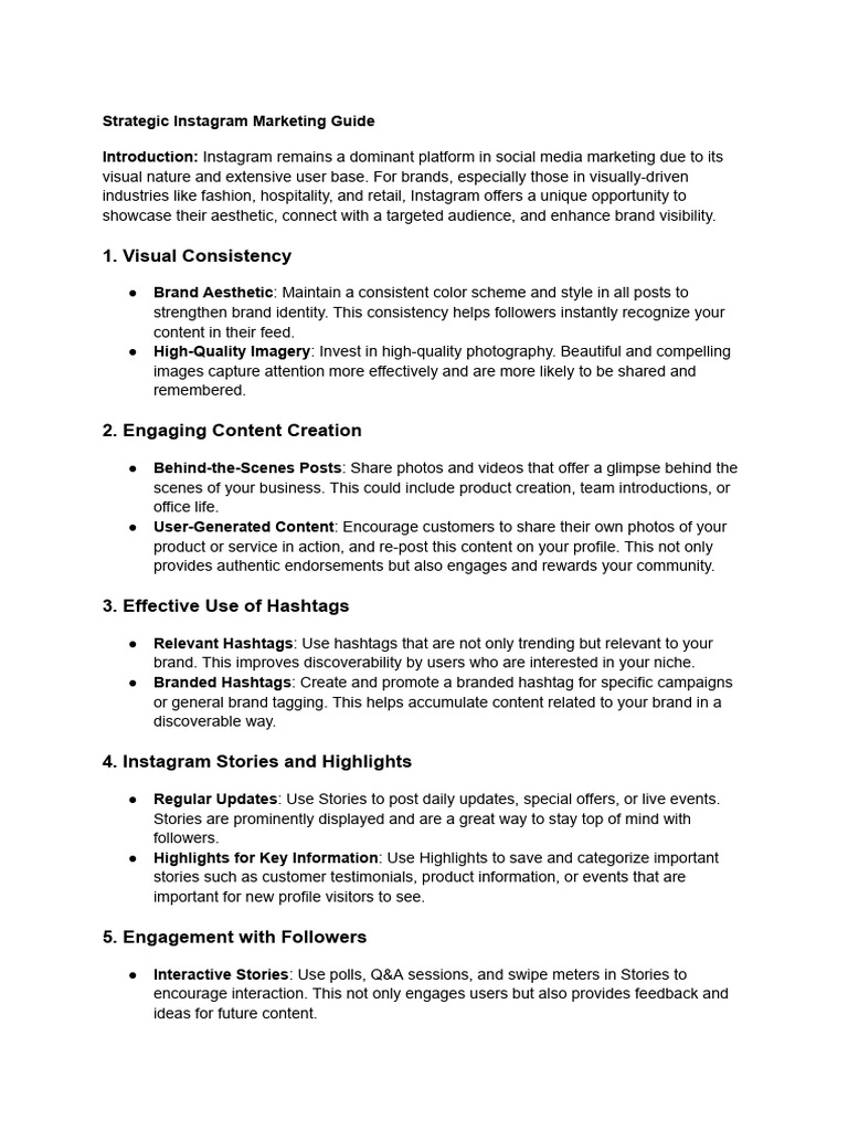 Strategic Instagram Marketing Guide | PDF | Social Media Marketing | Brand Strategic Instagram Marketing Guide | PDF | Social Media Marketing | Brand