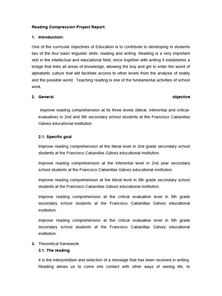 Reading Compression Report | PDF | Reading Comprehension | Knowledge