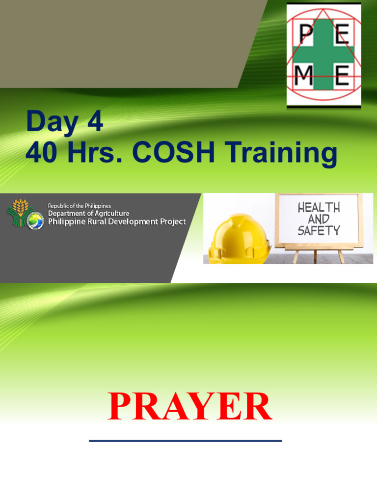 Day 4 40 Hrs. COSH Training | PDF | Personal Protective Equipment | Decibel