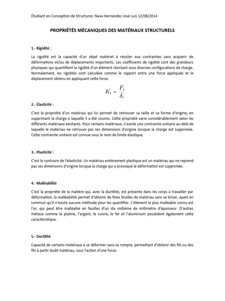 Propriétés des matériaux structuraux | PDF | Bois (matériau de ...