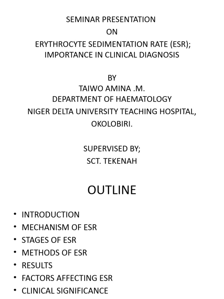 Esr | PDF | Hematology | Medical Specialties