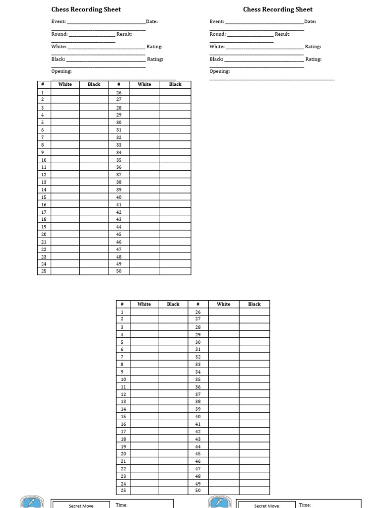 Chess Recording Sheet | Download Free PDF | Chess