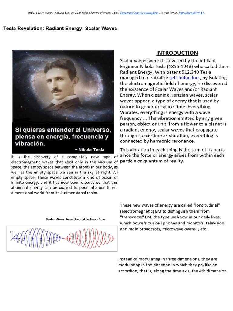 Tesla - Scalar Waves, Radiant Energy, Zero Point, Memory of Water ...