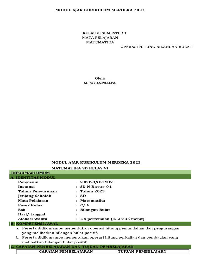 Modul Kls 6 | PDF