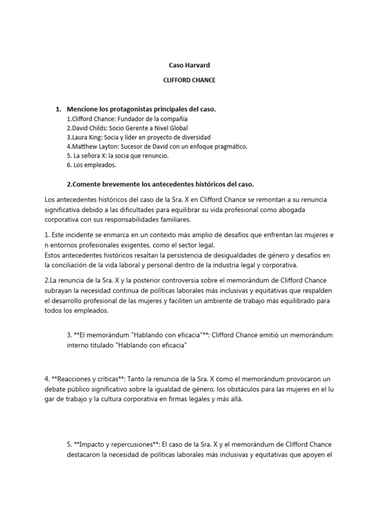 Caso Harvard Gestion | PDF | Igualdad de género | Estudios de género