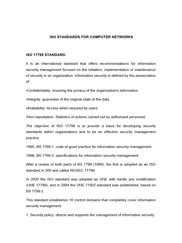 ISO Standards for Network Security Management | PDF | Information ...