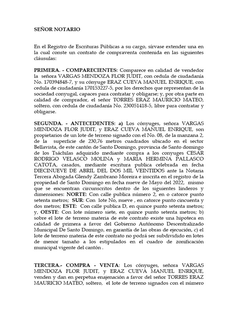 Compra-Venta Flor Vargas Solo 8 | PDF | Ley común