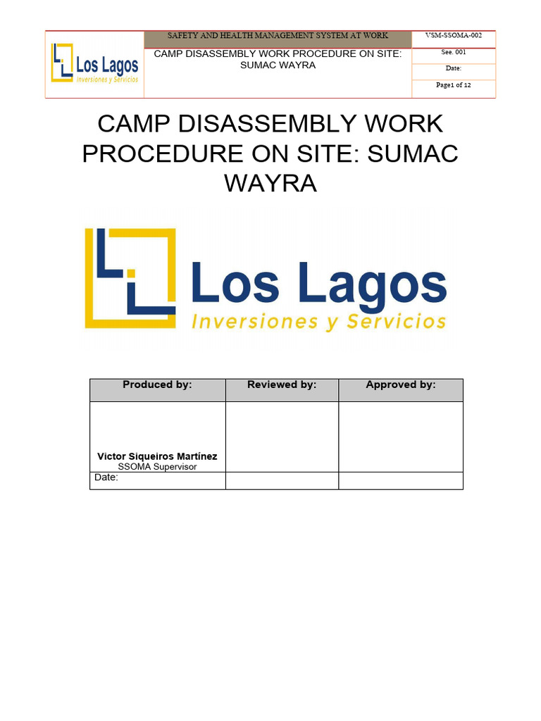 Camp Dismantling Work Procedure | PDF | Personal Protective Equipment ...