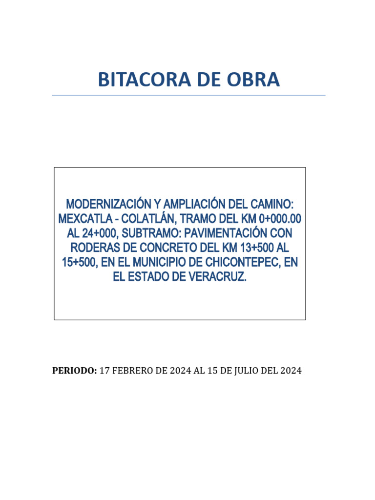 Bitacora Obra 2024 | PDF | Hormigón | Albañilería