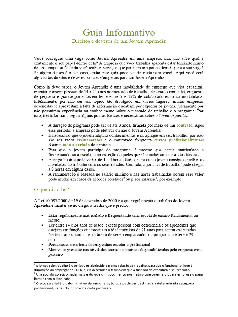 Guia Informativo - Projeto de Extensão | PDF | Salário | Expediente