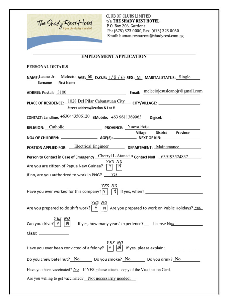 Application Form - SRH | PDF